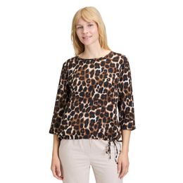 BETTY & CO Shirtbluse BETTY & CO "Damen mit Print", Damen, Gr. 44, braun (braun, nature), Obermaterial: 56% Viskose, 44% Baumwolle, l&auml;ssig geschnitten normal, Rundhals, Blusen
