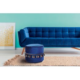 Sitzhocker Kayoom, B:45cm H:38cm T:45cm, blau, Bezug: 100% Polyester (Samt) / Füllmaterial: 100% Polystryol, Hocker, "Pouf Taj Mahal 225, samtweiche