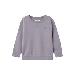 Sweatshirt name it "NMFVIMA LS SWEAT BRU NOOS", Mädchen, Gr. 104, lavender gray, angeraute Sweatware, Obermaterial: 60% Baumwolle, 40% Polyester, meliert, unifarben, Basic normal, Rundhals, Rippbündchen, Sweatshirts Sweatshirt