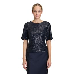 Kurzarmshirt Vera Mont "Damen mit Fl&uuml;gel&auml;rmeln", Damen, Gr. 34, blau (night sky), Obermaterial: 93% Polyester, 7% Elasthan; Futter: 100% Polyester, festlich, figurbetont normal, Rundhals, Shirts, Pailletten