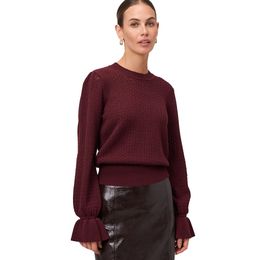 Strickpullover Zero "Damen mit Volant-&Auml;rmeln", Damen, Gr. 36, mystic berry, Strick, Obermaterial: 50% Viskose, 28% Polyester, 22% Polyamid, durchscheinend, figurbetont normal, Rundhals, eng gewellter Abschluss mit Gummizug, Pullover Strickpullover, weiteres Detail