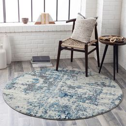 Teppich LIVABLISS, H:11mm &Oslash;:160cm, blau, Kunstfaser, Wohnzimmer, Teppiche, "DUNKIRK", Moderner Designerteppich in Marmor Optik, Kurzflor