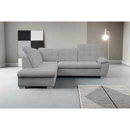 Ecksofa WERK2, B:265cm H:103cm T:215cmgrau, 90% Polyester, 10% Nylon, Wohnzimmer, Sofas, "Bonny inkl. Kopfteilverstellung, Bettfunktion, Stauraum,
