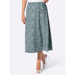 Sommerrock Classic Basics, Damen, Gr. 40, ozean, wei&szlig;, bedruckt, 100% Polyester, gemustert, gepunktet, wadenlang, R&ouml;cke
