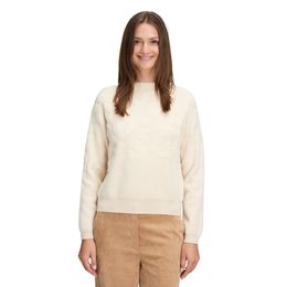 BETTY & CO Strickpullover BETTY & CO "Damen mit Jacquard", Damen, Gr. 38, cream, Strick, Obermaterial: 55% Polyamid, 28% Viskose, 17% Polyester, l&auml;ssig geschnitten normal, Pullover Strickpullover
