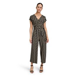 Overall Betty Barclay "Damen mit Eingrifftaschen", Damen, Gr. 42, Normalgr&ouml;&szlig;en, schwarz (schwarz, khaki), Jersey, Obermaterial: 95% Viskose, 5% Elasthan, figurumspielend, V-Ausschnitt, Overalls Overall, Form
