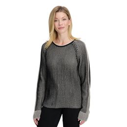 Strickpullover Betty Barclay "Damen mit Rippenstruktur", Damen, Gr. 38, schwarz (patch schwarz, beige), Strick, Obermaterial: 50% Baumwolle, 50% Polyacryl, relaxed fit normal, Rundhals, Pullover Strickpullover