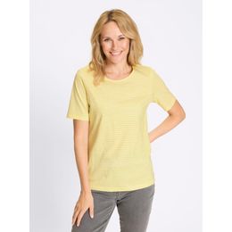 Print-Shirt Classic Basics "Ringelshirt", Damen, Gr. 44, zitrone, ecru, geringelt, 100% Baumwolle, gemustert, gestreift, mehrfarbig, Rundhals, Shirts