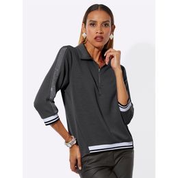 CR&Eacute;ATION L CREATION L Damen Sweatshirt, schwarz, Gr. 40, gemustert, unifarben, 50% Modal, 44% Polyester, 6% Elasthan, Sweatshirts