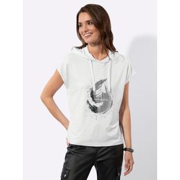 Inspirationen Damen Kapuzenshirt "Kapuzen-Shirt", wei&szlig;, Gr. 46, bedruckt, gemustert, metallic, unifarben, 95% Viskose, 5% Elasthan, Shirts