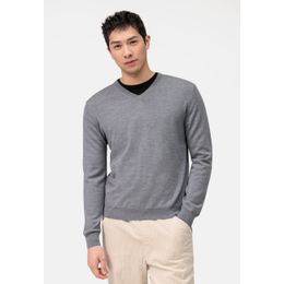 Strickpullover OLYMP "OLYMP Casual Strick", Jungen, Gr. XL, silbergrau, 100% Schurwolle, Pullover Strickpullover