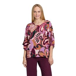 Schlupfbluse Cartoon "Damen mit Muster", Damen, Gr. 34, bunt (violett, rosa), Obermaterial: 100% Viskose, l&auml;ssig geschnitten normal, Rundhals, Blusen Schlupfbluse