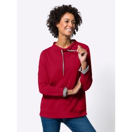 Sweatshirt Classic Basics, Damen, Gr. 44, rot, 100% Baumwolle, gemustert, gestreift, unifarben, Sweatshirts Sweatshirt