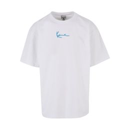 T-Shirt Karl Kani "Karl Kani Herren Small Signature Blue Logo Tee white", Damen, Gr. L, weiß, 100% Baumwolle, oversize, Rundhals, Shirts T-Shirt
