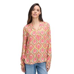 Schlupfbluse Cartoon "Damen mit Muster", Damen, Gr. 34, gr&uuml;n (pink, gr&uuml;n), Obermaterial: 100% Viskose, figurumspielend normal, V-Ausschnitt, Blusen Schlupfbluse