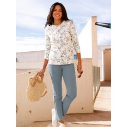 Classic Basics Damen Langarmshirt "Langarm-Shirt", beige, Gr. 54, gebl&uuml;mt, gemustert, mehrfarbig, 100% Baumwolle, Shirts
