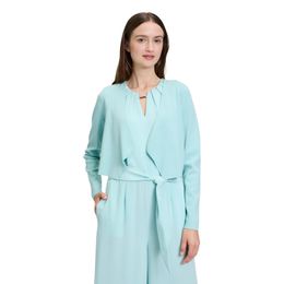 BETTY & CO Strickjacke BETTY & CO "Damen ohne Verschluss", Damen, Gr. 42, blau (pastel turquoise), Feinstrick, Obermaterial: 64% Viskose, 36% Polyamid, tailliert normal, V-Ausschnitt, Strickjacken Strickjacke, Struktur