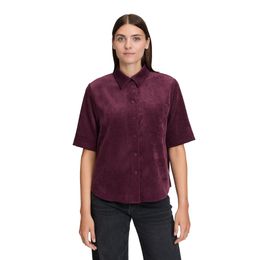BETTY & CO Hemdbluse BETTY & CO "Damen mit aufgesetzten Taschen", Damen, Gr. 36, lila (schwarz aubergine), Cord, Obermaterial: 89% Polyester, 10% Polyamid, 1% Elasthan, gerade normal, Blusen Hemdbluse