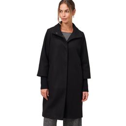 Wintermantel Zero "Damen Wolloptik mit Stehkragen", Damen, Gr. 38, schwarz beauty, Stoff, Obermaterial: 100% Polyester, unifarben, figurbetont normal, weit B&uuml;ndchen krempelbar, M&auml;ntel Wintermantel