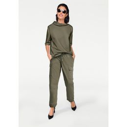 Oversize-Shirt Heine "Oversized Shirt", Damen, Gr. 44, gr&uuml;n (khaki), 70% Viskose, 25% Polyamid, 5% Elasthan, unifarben, Shirts
