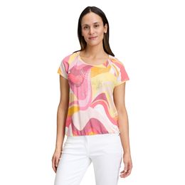 Kurzarmshirt Betty Barclay "Damen mit Gummizug", Damen, Gr. 36, gelb (ros&eacute;, gelb), Jersey, Obermaterial: 95% Viskose, 5% Elasthan, figurumspielend normal, gekr&auml;uselter Ausschnitt, Shirts, Hotfix