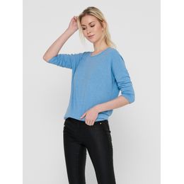 3/4-Arm-Shirt Only "ONLGLAMOUR 3/4 TOP JRS NOOS", Damen, Gr. S, blau (allure detail:melange), Single Jersey, Obermaterial: 65% Polyester, 30% Viskose, 5% Elasthan, meliert, figurumspielend h&uuml;ftbedeckend, Rundhals, Shirts 3/4-Arm-Shirt, in l&auml;ssiger Oversize-Form
