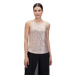 Blusentop Vera Mont "Damen ohne Arm", Damen, Gr. 46, gold (cream, gold), Obermaterial: 93% Polyester, 7% Elasthan; Futter: 92% Polyamid, 8% Elasthan, figurbetont normal, Rundhals, Blusen Blusentop
