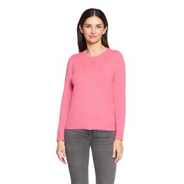 Strickpullover Betty Barclay "Damen mit Rundhalsausschnitt", Damen, Gr. 48, pink, Strick, Obermaterial: 55% Viskose, 30% Polyester, 15% Polyamid, Basic, gerade lang, Rundhals, Pullover Strickpullover