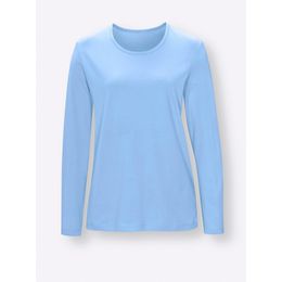 Pyjamaoberteil "Schlafanzug-Shirt", Damen, Gr. 52/54, blau (himmelblau), 100% Baumwolle, unifarben, Shirts