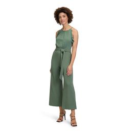 Overall Vera Mont "Damen mit Volant", Damen, Gr. 42, Normalgr&ouml;&szlig;en, gr&uuml;n (light aventurine), Obermaterial: 95% Polyester, 5% Elasthan, festlich, figurumspielend, amerikanischer Ausschnitt, Overalls Overall, Bindeband