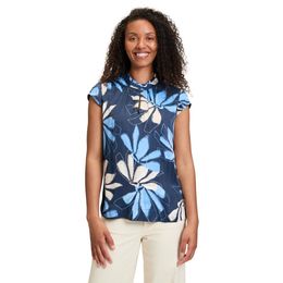 BETTY & CO Schlupfbluse BETTY & CO "Damen kurzarm", Damen, Gr. 36, blau (dunkelblau, blau), Obermaterial: 100% Viskose., figurumspielend normal, gekr&auml;uselter Ausschnitt, Blusen Schlupfbluse