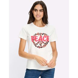 Heine Damen T-Shirt "Shirt", wei&szlig;, Gr. 46, bedruckt, gemustert, mehrfarbig, 100% Baumwolle, Shirts