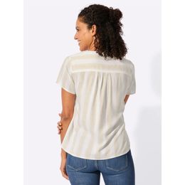 Inspirationen Damen Schlupfbluse, beige, Gr. 36, bedruckt, gemustert, mehrfarbig, 100% Viskose, Blusen