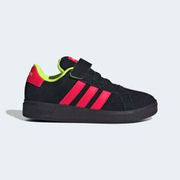 Mädchen Sneaker "GRAND COURT 00S KIDS", adidas Sportswear, Gr. 34core schwarz, lucid rot, lucid lemon, Leder, Textil, Schuhe