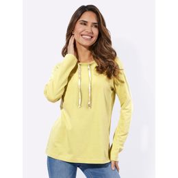 Langarmshirt Classic Basics "Langarm-Shirt", Damen, Gr. 42, gelb (zitrone), 100% Baumwolle, gebl&uuml;mt, gemustert, mehrfarbig, Rundhals, Shirts Langarmshirt