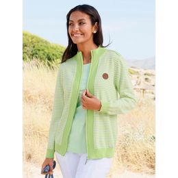 Cardigan Casual Looks, Damen, Gr. 36, reseda, wei&szlig;, geringelt, 100% Baumwolle, gemustert, gestreift, mehrfarbig, Strickjacken