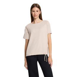 Kurzarmshirt Betty Barclay "Damen mit Tunnelzug", Damen, Gr. 36, beige, Jersey, Obermaterial: 75% Polyester, 22% Viskose, 3% Elasthan, figurumspielend normal, U-Boot-Ausschnitt, Shirts