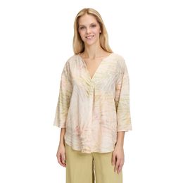 Kurzarmbluse Cartoon "Damen mit V-Ausschnitt", Damen, Gr. 38, cream, apricot, Obermaterial: 55% Leinen, 45% Viskose, figurumspielend normal, U-Boot-Ausschnitt, Blusen