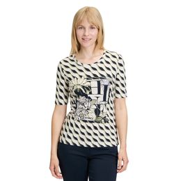 Kurzarmshirt Betty Barclay "Damen mit Print", Damen, Gr. 38, beige (beige, dunkelblau), Jersey, Obermaterial: 95% Viskose, 5% Elasthan, tailliert normal, Rundhals, Shirts