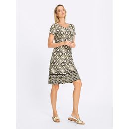 Heine Damen Jerseykleid "Jersey-Kleid", schwarz-wei&szlig;, Gr. 44, bedruckt, gemustert, mehrfarbig, Jersey, 95% Viskose, 5% Elasthan, Kleider
