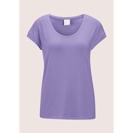 Madeleine Mode MADELEINE Damen Kurzarmshirt "Jerseybluse Elegantes Viskose-Oberteil", lila, Gr. 44, Obermaterial: 95% Viskose CV. 5% Elasthan EL., Shirts