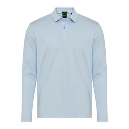 Langarm-Poloshirt BOSS Green "Pirol", Herren, Gr. L, open blau460, Jersey, Obermaterial: 100% Baumwolle, regular fit normal, abgesteppte Kante, Shirts