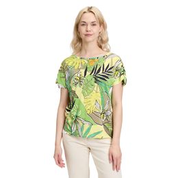 Kurzarmshirt Betty Barclay "Damen mit Raffung", Damen, Gr. 36, bunt (gr&uuml;n, gelb), Jersey, Obermaterial: 50% Modal, 50% Baumwolle., figurumspielend normal, U-Boot-Ausschnitt, Shirts, Druck