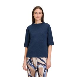 BETTY & CO Kurzarmshirt BETTY & CO "Damen mit Rundhalsausschnitt", Damen, Gr. 36, blau (dunkelblau), Sweatware, Obermaterial: 60% Viskose, 37% Polyester, 03% Elasthan, regular fit normal, Shirts