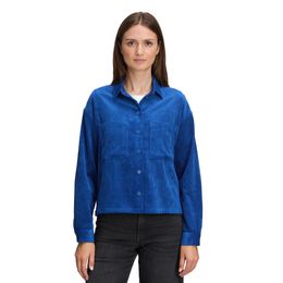 BETTY & CO Langarmbluse BETTY & CO "Damen mit Kragen", Damen, Gr. 42, blau (royal blau), Cord, Obermaterial: 90% Polyester, 9% Polyamid, 1% Elasthan., l&auml;ssig geschnitten normal, Blusen