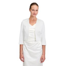 Vera Mont Damen Bolerojacke "Damen mit Kellerfalten", wei&szlig;, Gr. 42, Satin, Obermaterial: 96% Polyester, 4% Elasthan, Jacken