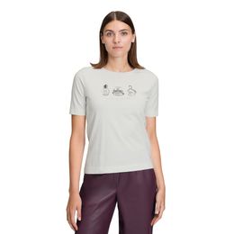 BETTY & CO Kurzarmshirt BETTY & CO "Damen mit Print", Damen, Gr. M, grau (patch cream, grau), Obermaterial: 95% Baumwolle, 5% Elasthan, gerade normal, Rundhals, Shirts