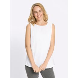 Blusentop Classic Basics, Damen, Gr. 44, weiß, 100% Baumwolle, unifarben, Rundhals, Blusen Blusentop