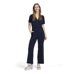 Overall Cartoon "Damen mit Bindeg&uuml;rtel", Damen, Gr. 38, Normalgr&ouml;&szlig;en, blau (dunkelblau), Obermaterial: 95% Polyester, 05% Elasthan, loose fit, V-Ausschnitt, Overalls Overall, Design