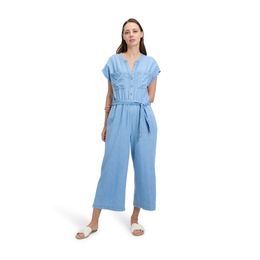BETTY & CO Overall BETTY & CO "Damen mit aufgesetzten Taschen", Damen, Gr. 44, Normalgr&ouml;&szlig;en, blau (light blau denim), Obermaterial: 65% Baumwolle, 35% Lyocell, l&auml;ssig geschnitten, Rundhals, Overalls Overall, Nahtf&uuml;hrung